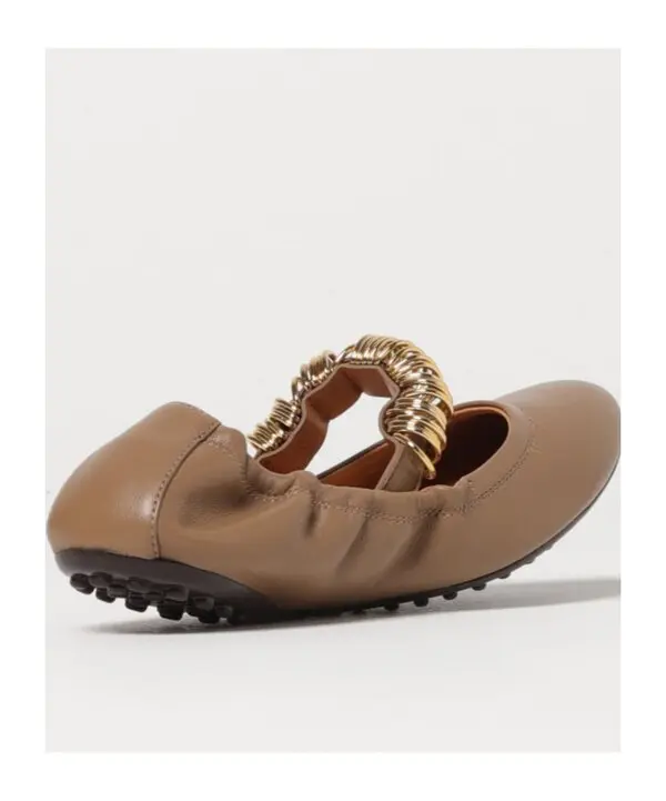 TOD'S Embellished Ballerina Flats - Beige