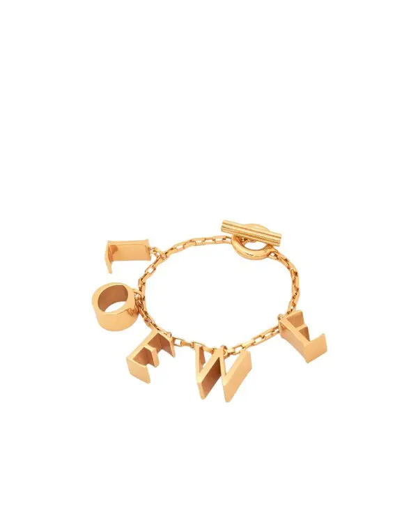 Loewe Sterling Silver Chain Bracelet With Bold Letter Pendant - Yellow
