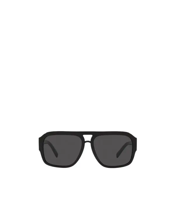 Dolce & Gabbana Logo Plaque Square Frame Sunglasses - Black
