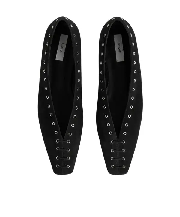 TOTEME Lace-up Eyelet Ballerina Flats