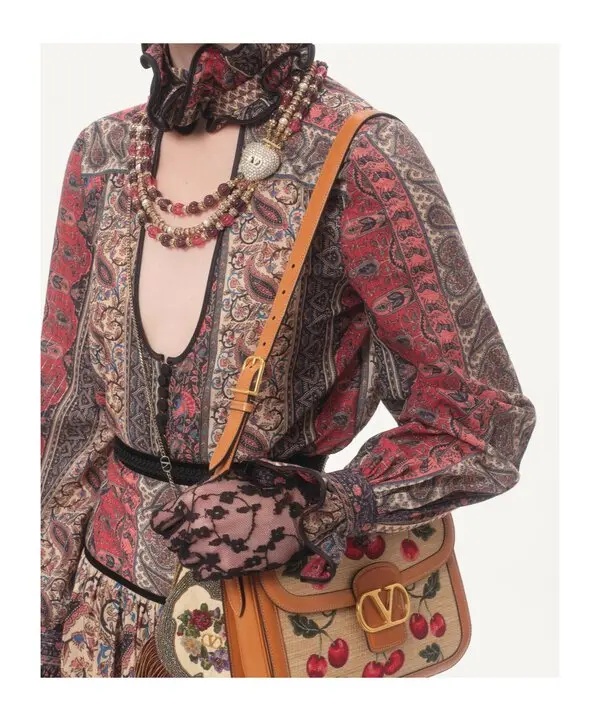 Valentino Garavani Voyage Imaginaire Printed Ruffled Lamé Muslin Shirt
