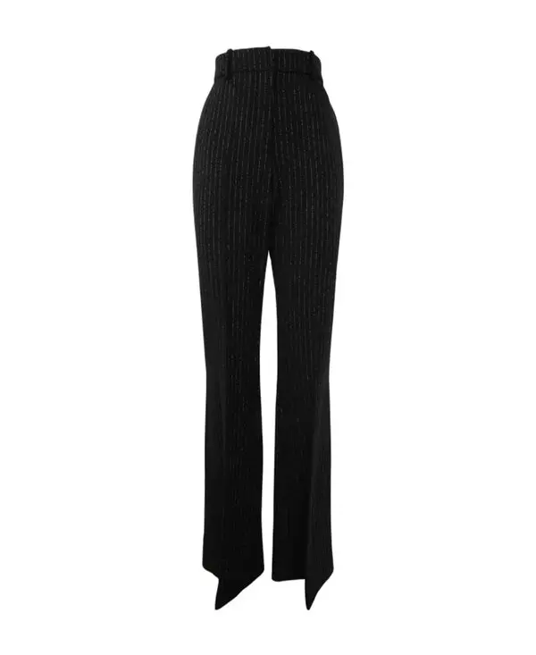 Balmain High Waisted Lurex Striped Wide Leg Trousers