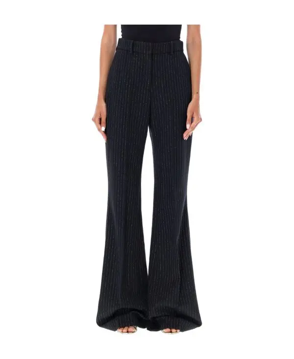 Balmain High Waisted Lurex Striped Wide Leg Trousers