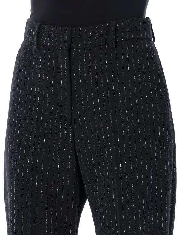 Balmain High Waisted Lurex Striped Wide Leg Trousers