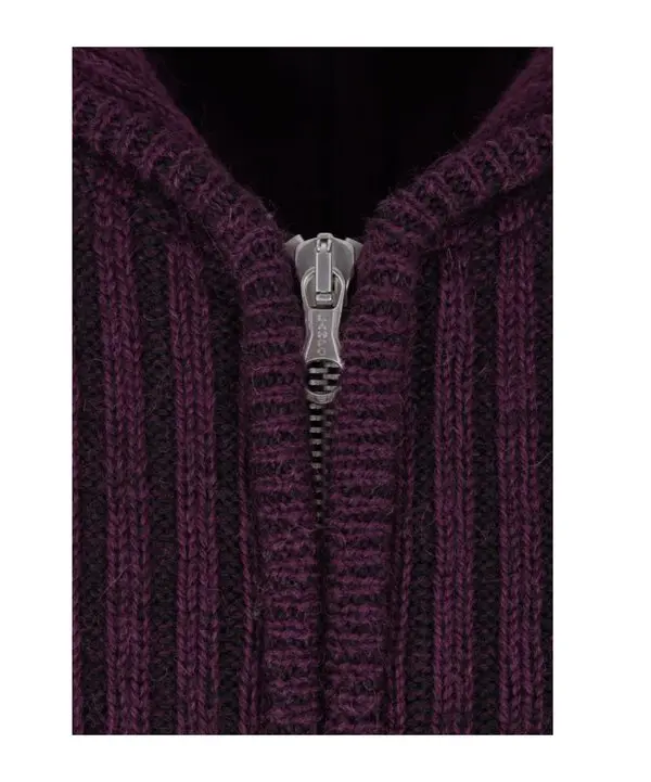 Our Legacy Ribbed Hooded Knit Cardigan - Night Violet