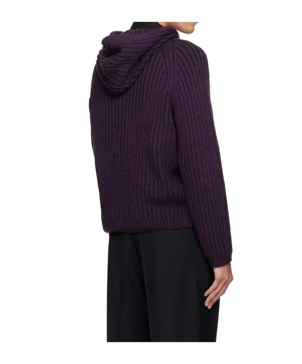 Our Legacy Ribbed Hooded Knit Cardigan - Night Violet