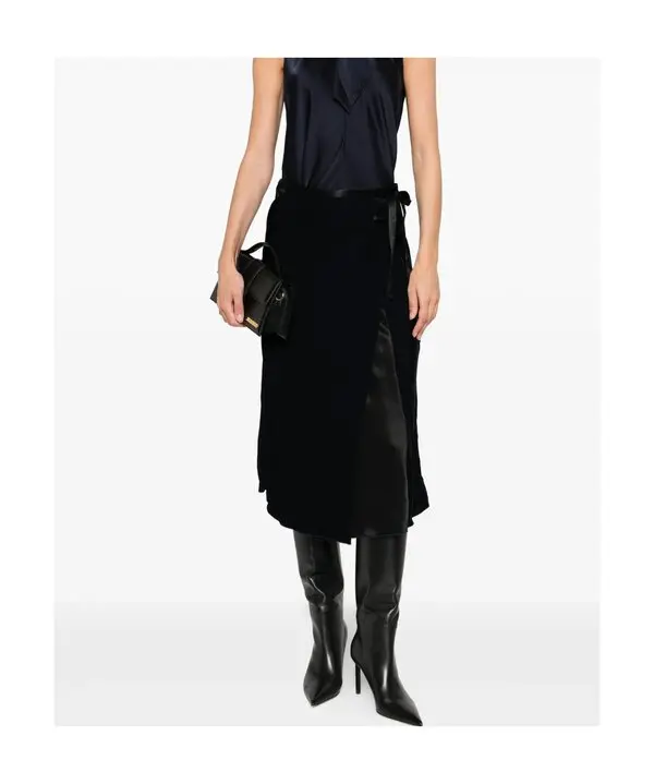 FORTE_FORTE Velvet Sarong Skirt - Notte