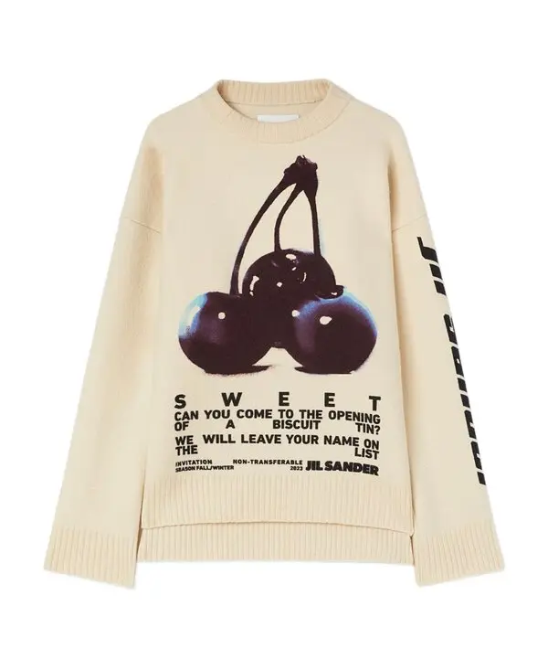 JIL SANDER Cherry Printed Woolen Jumper - Nude