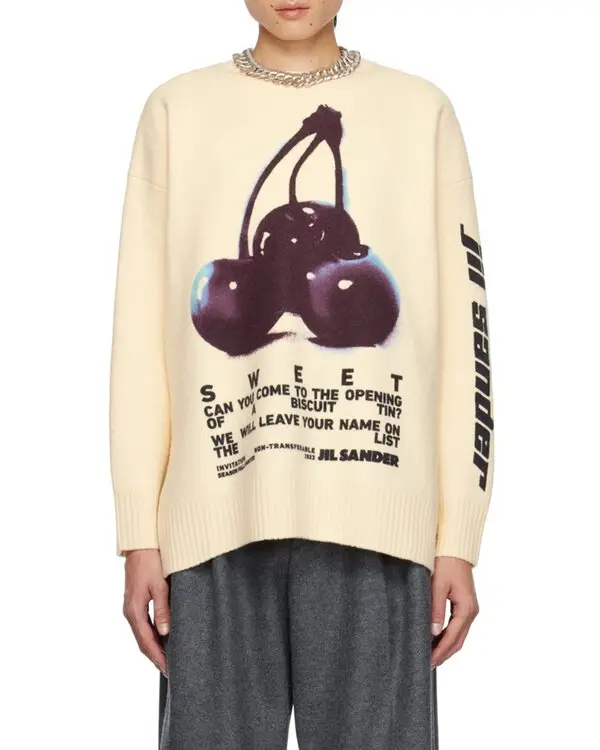JIL SANDER Cherry Printed Woolen Jumper