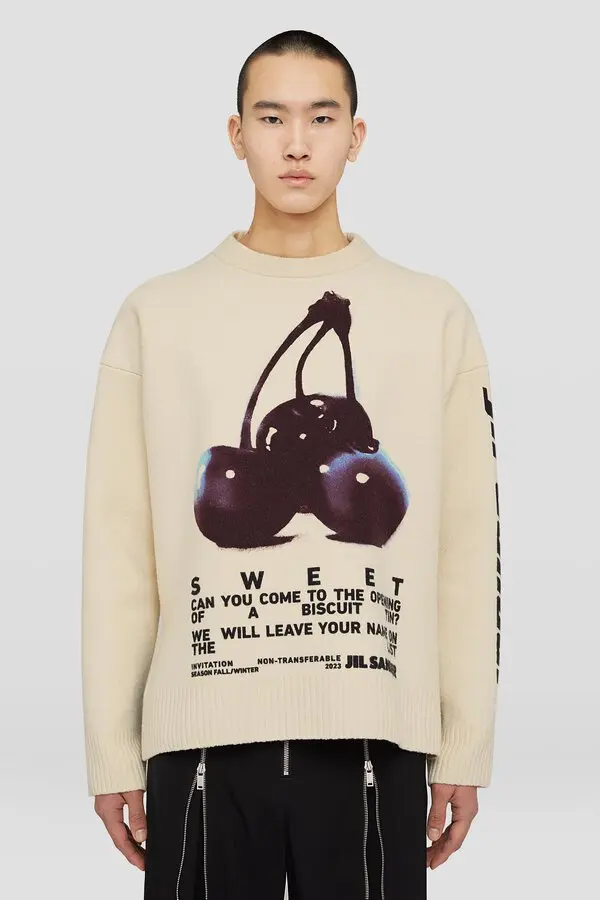 JIL SANDER Cherry Printed Woolen Jumper