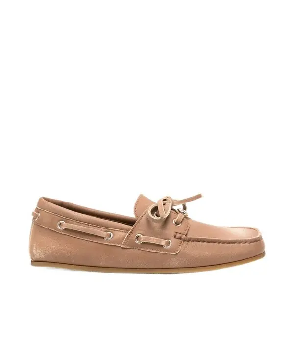 Gucci Washed Effect Leather Boat Shoes - Brown