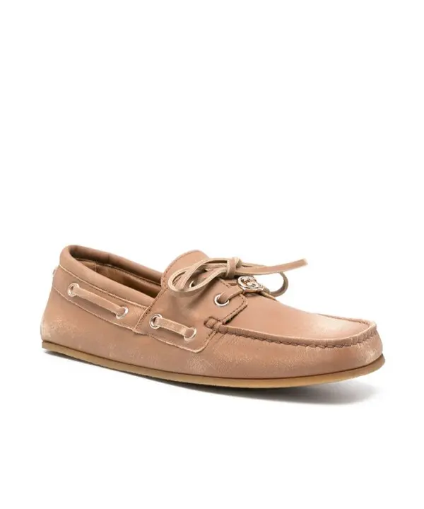 Gucci Washed Effect Leather Boat Shoes - Brown