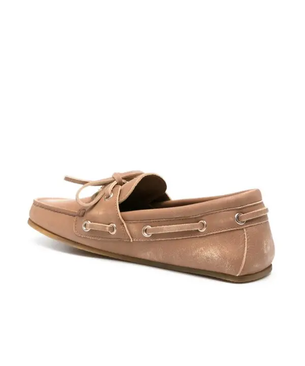 Gucci Washed Effect Leather Boat Shoes - Brown
