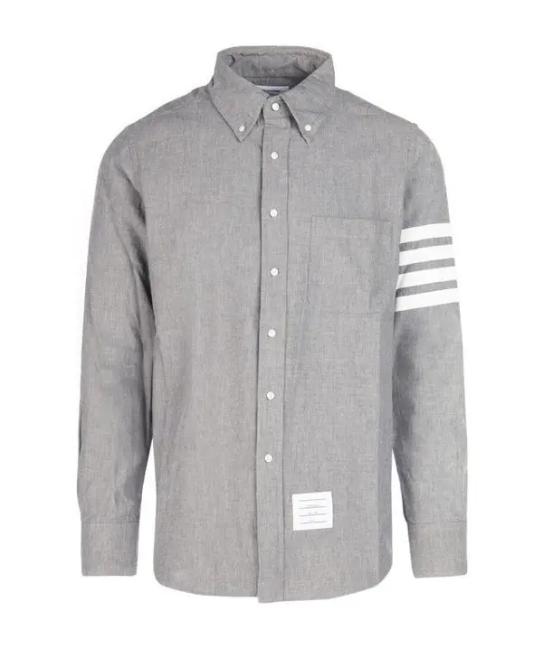 Thom Browne 4-bar Denim Shirt - Medium Gray