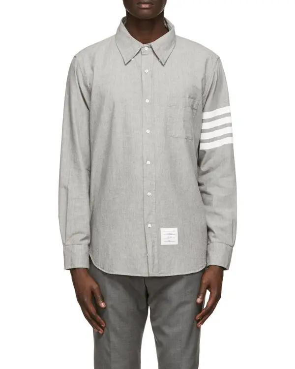 Thom Browne 4-bar Denim Shirt - Medium Gray