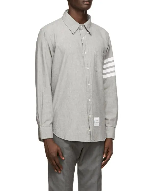 Thom Browne 4-bar Denim Shirt - Medium Gray