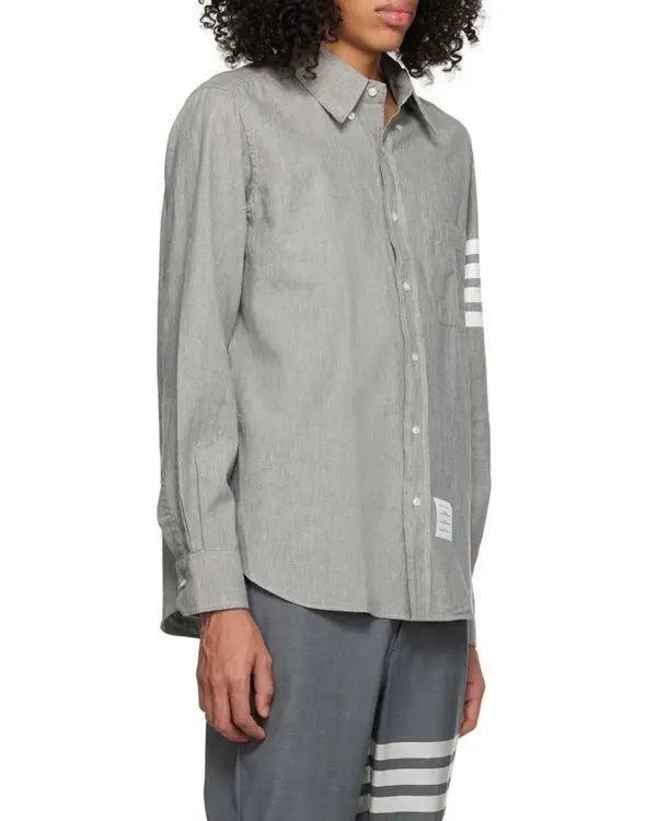 Thom Browne 4-bar Denim Shirt - Medium Gray