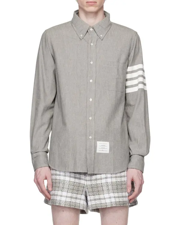 Thom Browne 4-bar Denim Shirt - Medium Gray