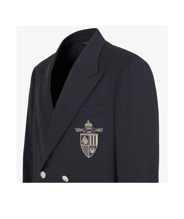 Fendi Double-breasted Embroidered Crest Jacket