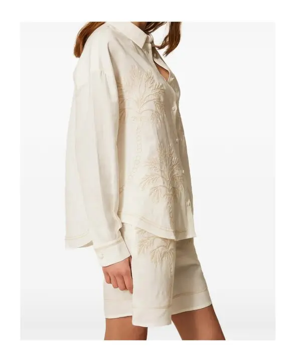 TWINSET Long Sleeve Embroidered Shirt - No
