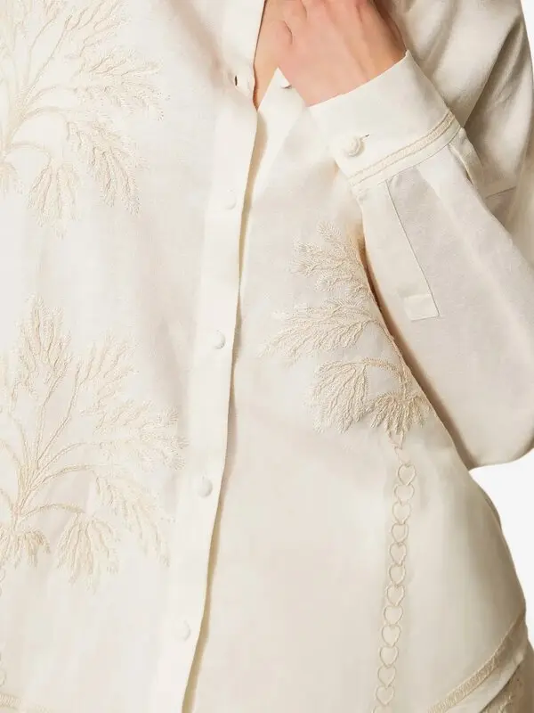 TWINSET Long Sleeve Embroidered Shirt - No
