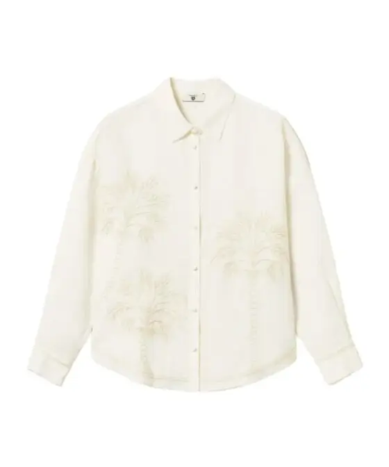 TWINSET Long Sleeve Embroidered Shirt - White