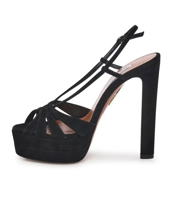 AQUAZZURA Suede Platform Sandals - Black