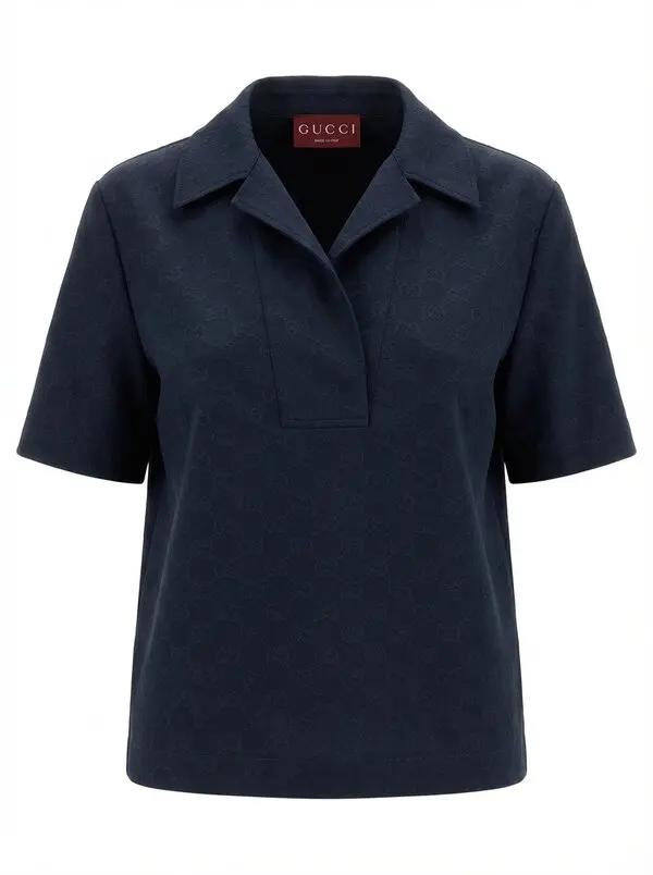 Gucci Gg Embossed Short-sleeve Polo Shirt