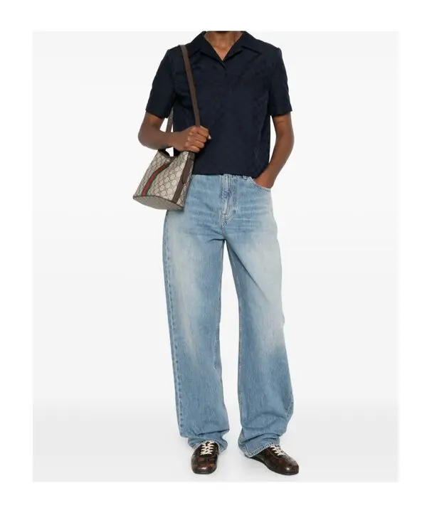 Gucci Gg Embossed Short-sleeve Polo Shirt