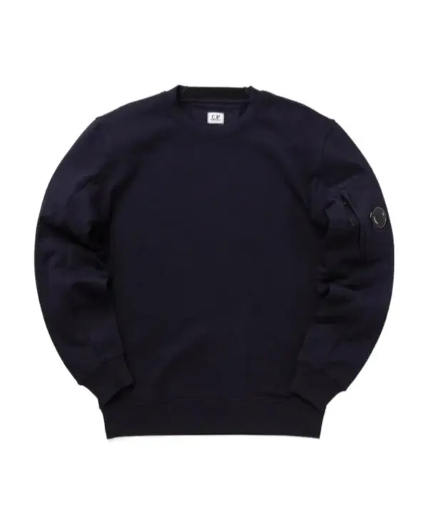 C.P. COMPANY Crewneck Long Sleeve Sweatshirt With Rib Trim - Black