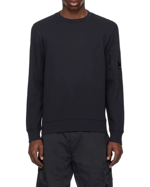 C.P. COMPANY Crewneck Long Sleeve Sweatshirt With Rib Trim - Black