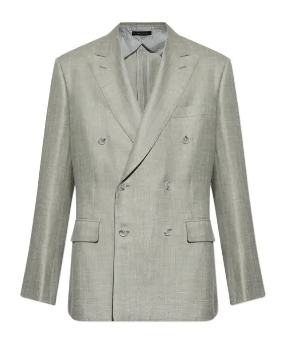 Brioni Peak-lapel Double-breasted Blazer - Gray