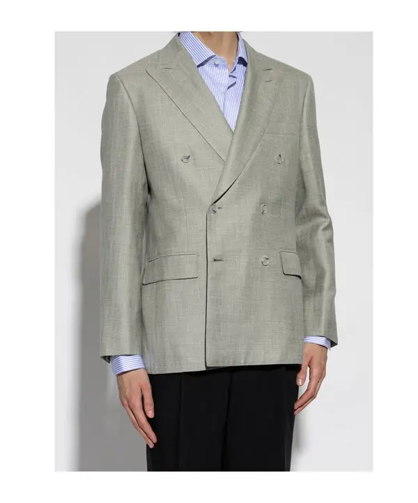 Brioni Peak-lapel Double-breasted Blazer - Gray