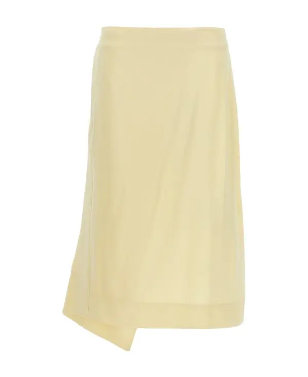 JIL SANDER Asymmetric Satin Skirt With Logo And Slit - Nude