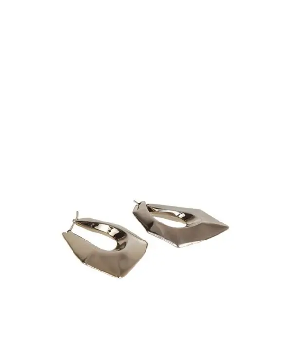 Alexander McQueen Modernist Geometric Logo Engraved Hoop Earrings