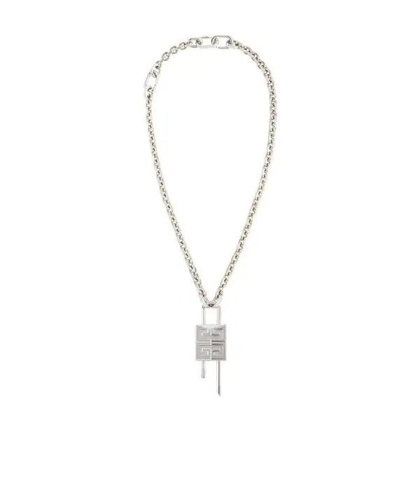 Givenchy Logo Padlock Chain Necklace - White