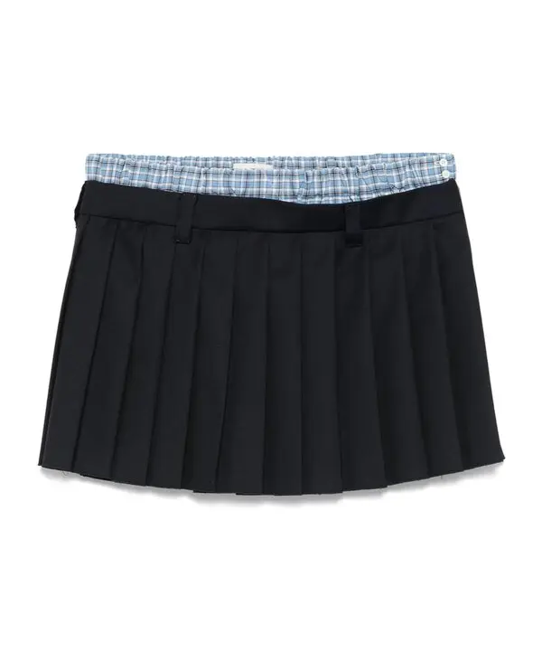 Miu Miu Layered Pleated Mini Skirt - Blue
