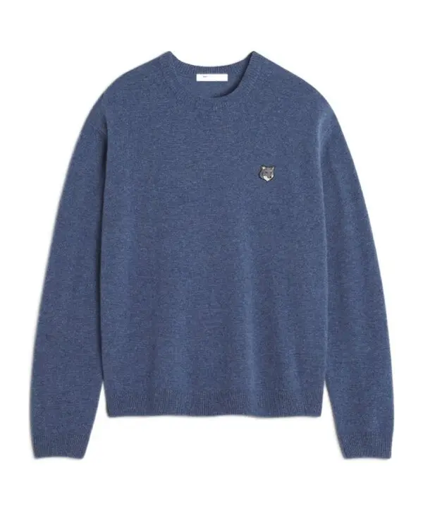 Maison Kitsuné Fox Head Crew Neck Jumper - Powder Blue