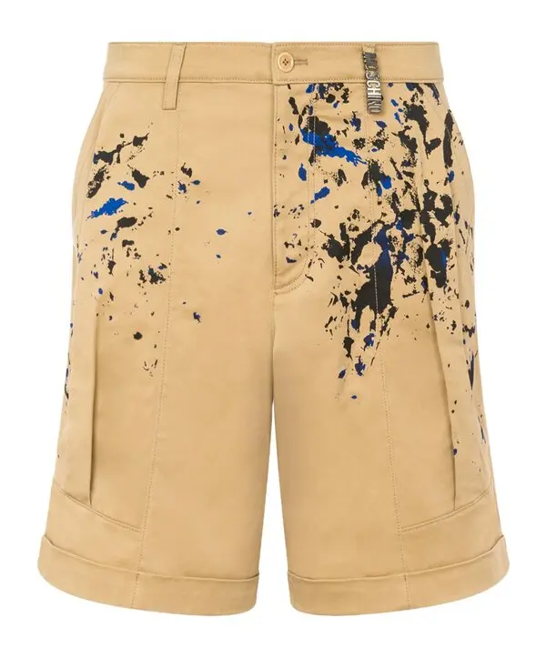 Moschino Painterly Print Cotton Shorts - Nude