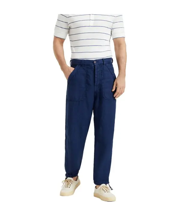 Brunello Cucinelli Dyed Linen Straight-leg Trousers With Drawstring Hem