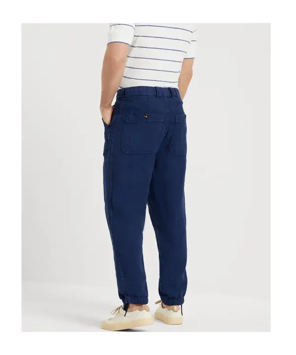 Brunello Cucinelli Dyed Linen Straight-leg Trousers With Drawstring Hem