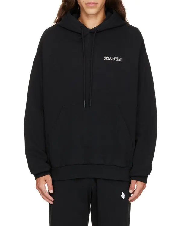 MARCELO BURLON COUNTY OF MILAN Logo Printed Drawstring Hoodie