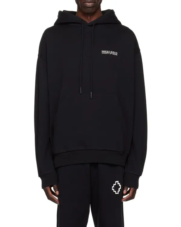 MARCELO BURLON COUNTY OF MILAN Logo Printed Drawstring Hoodie