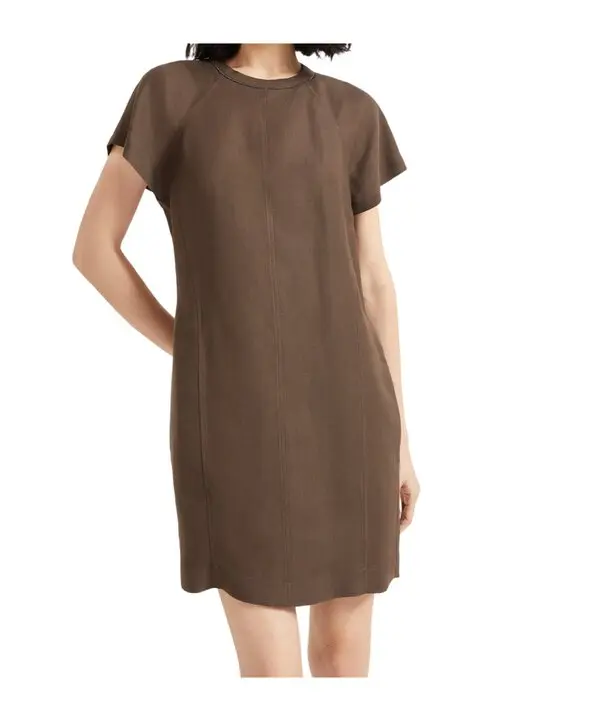 Brunello Cucinelli Monili Chain-detail Crewneck Mini Dress - Brown