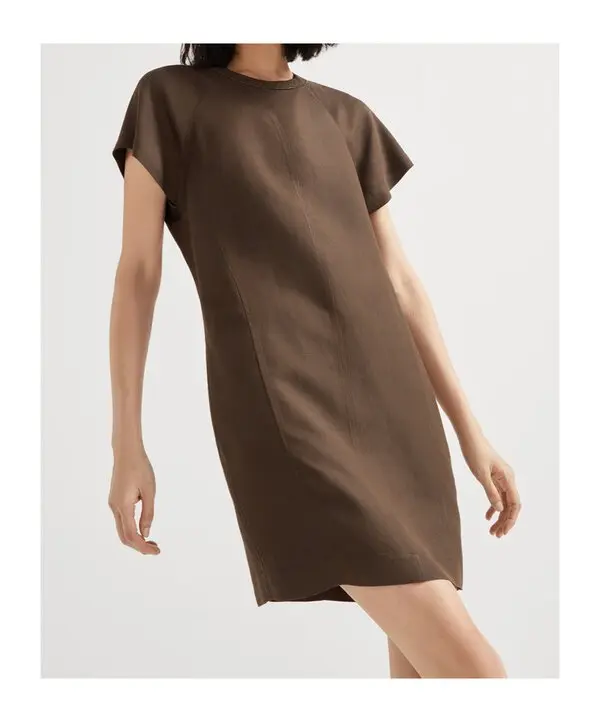Brunello Cucinelli Monili Chain-detail Crewneck Mini Dress - Brown