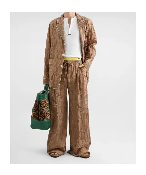 Dolce & Gabbana Pinstriped Wrinkled Effect Trousers - Brown
