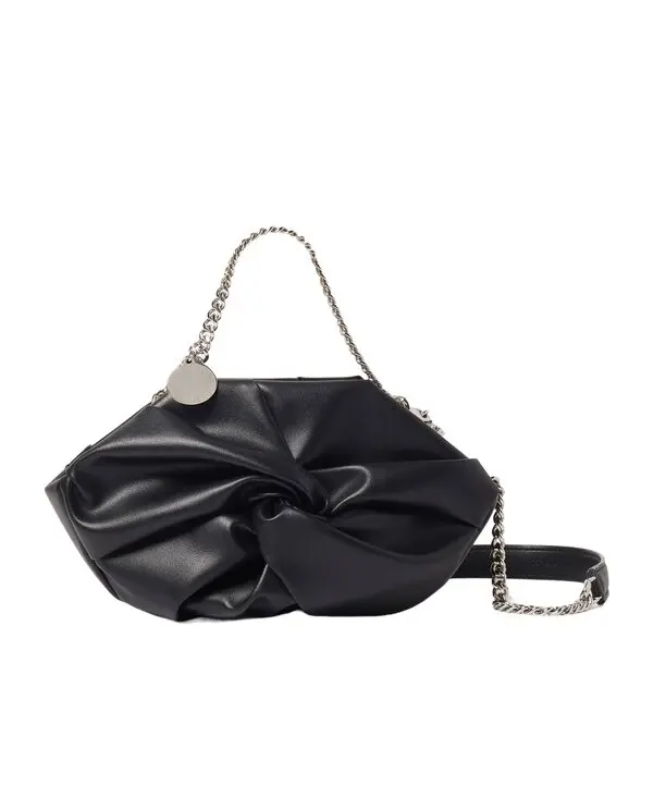 Stella McCartney Twist Detailed Chain-linked Shoulder Bag - Black