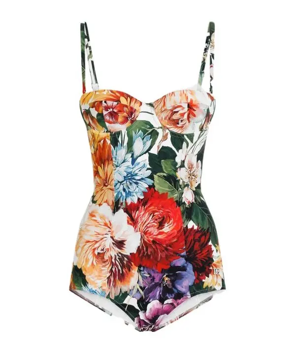 Dolce & Gabbana Floral Print One Piece Swimsuit - Multicolor