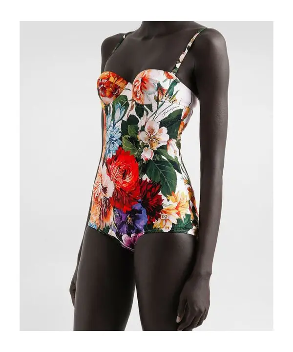 Dolce & Gabbana Floral Print One Piece Swimsuit - Multicolor
