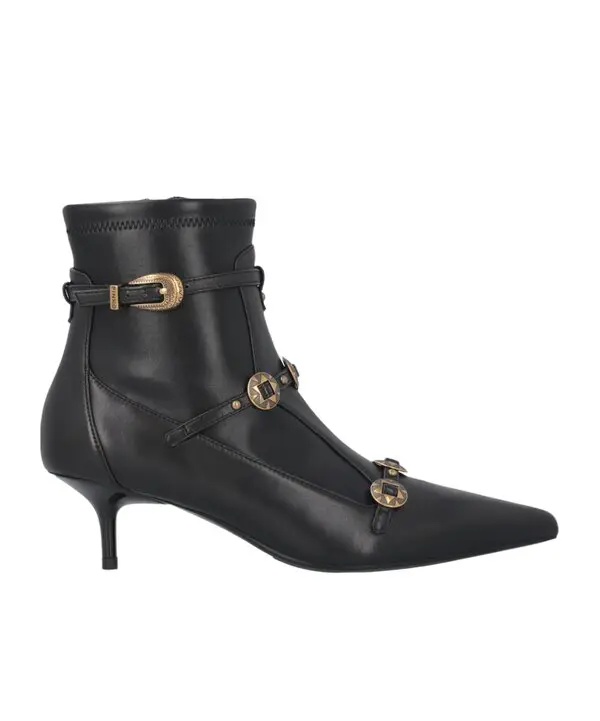 Pinko Buckled Leather Ankle Boots - Black